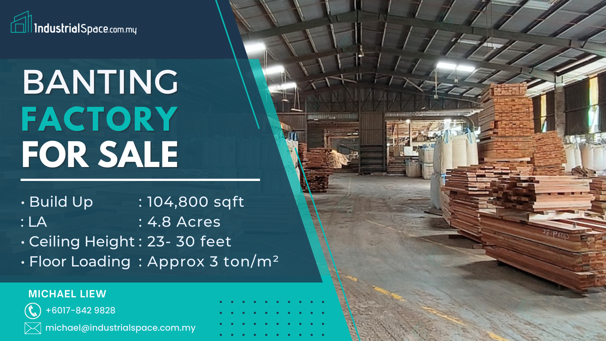 Furniture Factory For Sale 100k Sqft With Huge Open Yard - Banting ...