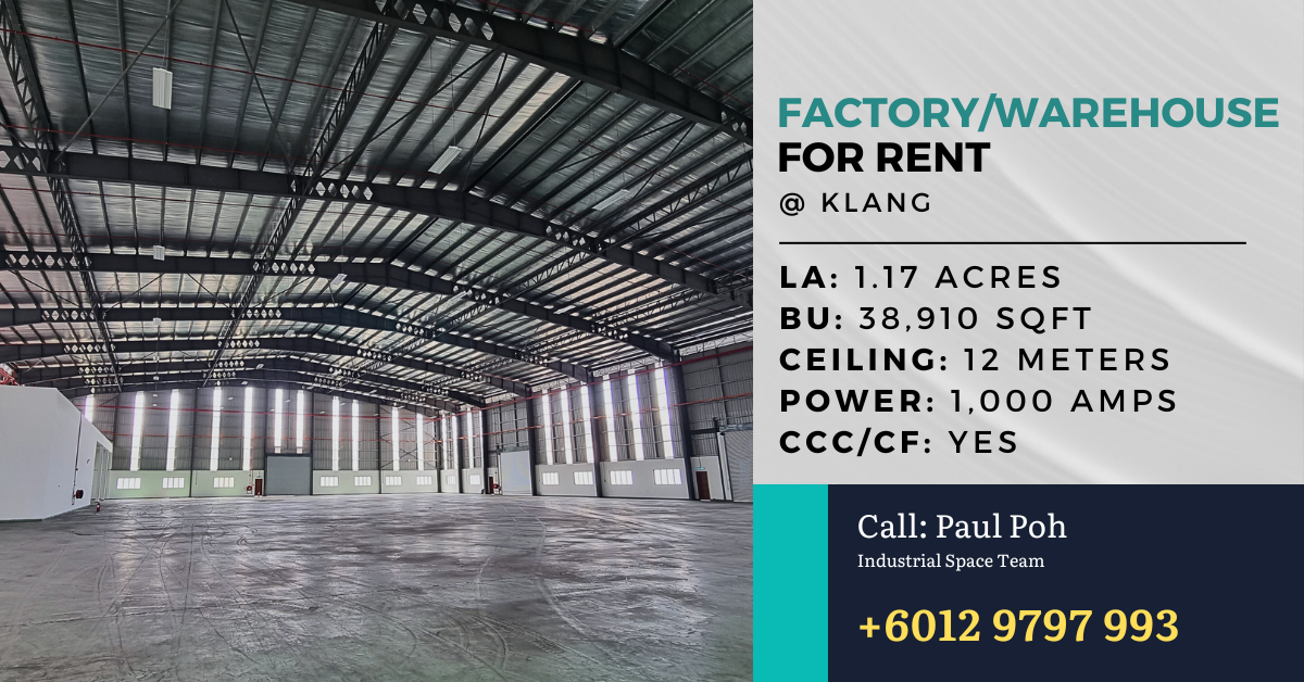 Warehouse For Rent in Klang BU 39k Sqft - Near to Highway - Industrial ...